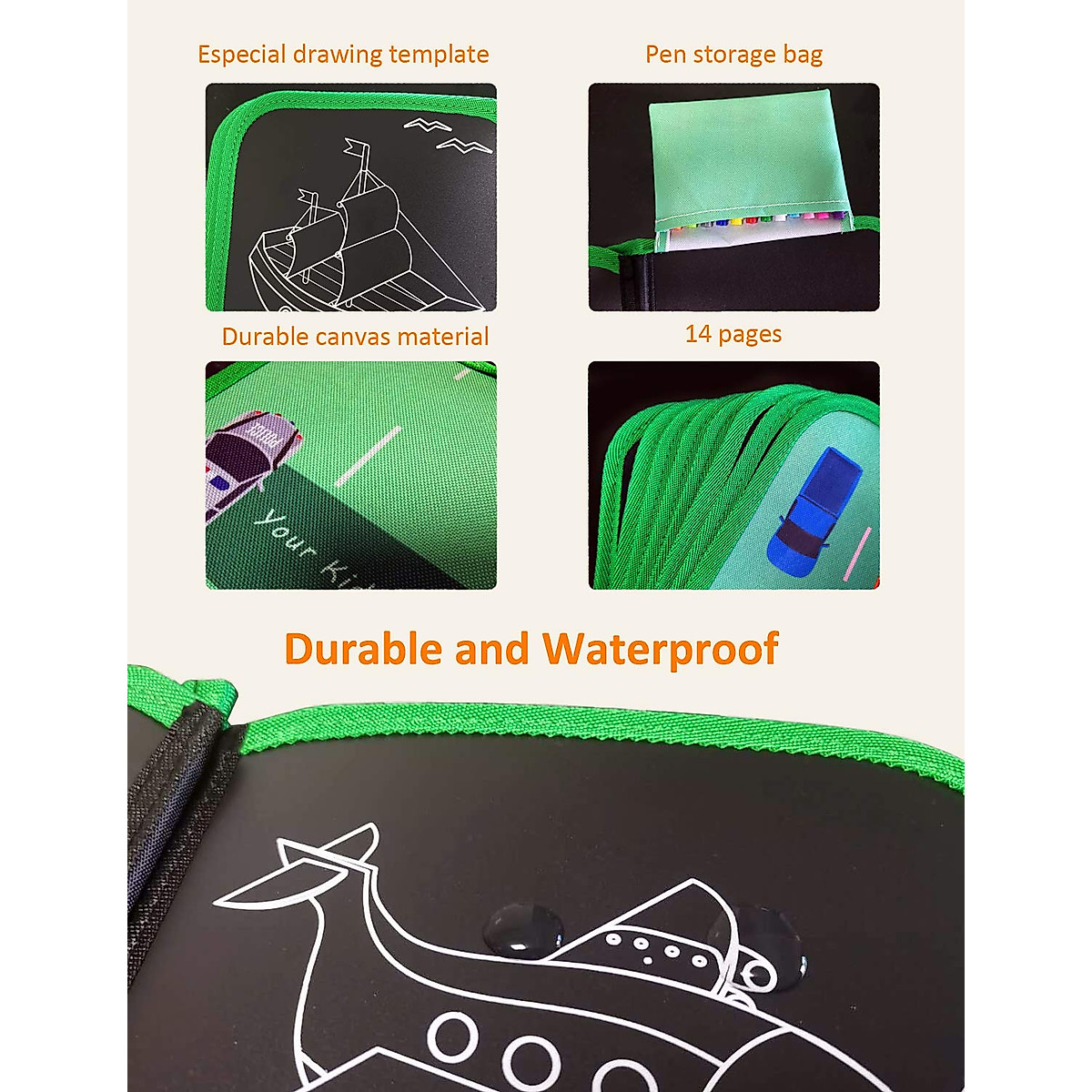 CALMSEN Portable Kids Drawing Pad, Erasable Toddler Art Supplies with 12 Colored Erasable Pens, Kids Art Supplies, Crafts Kits for Kids, Birthday Gift for Girls Boys Ages 3, 4, 5, 6, 7, 8-8.5"x8.3"