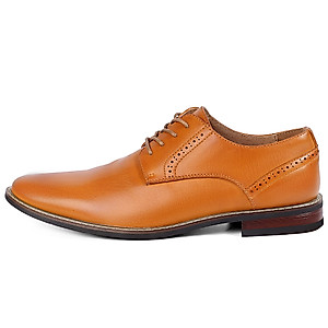 Mofri Men's Oxford Dress Shoes Wingtip Lace Up Dress Shoes(Brown Pu,10)