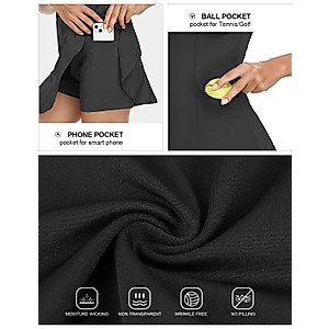 Tanst Sky Golf Dresses for Women with Shorts, Women's Tennis Dress with Pockets Quick Dry Zip Up Pleated Ruffle Sleeveless Athletic Apparel Pickleball Workout Sports Exercise Gym Clothes Black Medium