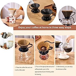dolljojo Pour Over Coffee Dripper-V60/V02, Ceramic Coffee Dripper Pour Over Cone Coffee Maker Size 02,Portable Coffee Maker For 1-4 Cups,For Home, Cafe, Restaurants (Cream White)