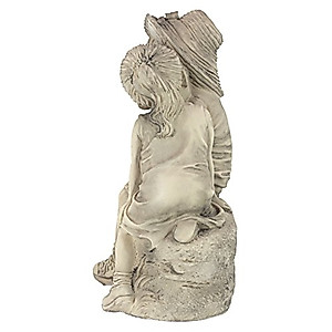 Design Toscano Kissing Kids Boy and Girl Garden Decor Statue, 14 Inch, Polyresin, Antique Stone