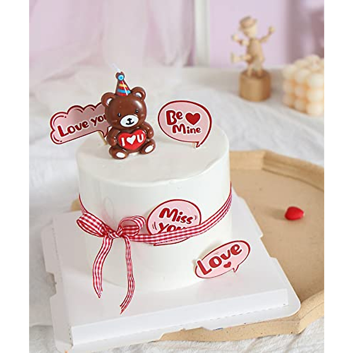 Cartoon Hug Bear Candle Set,Cute Mini Bear and I Love You Funny Baby Kids Children Happy Birthday Candles,Party Supplies,Cake Decoration