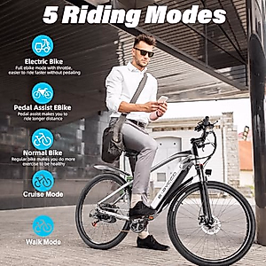 E·Bycco 29'' 1000W Motor Electric Bike for Adults 32 MPH with 48V 17.5AH Battery Up to 65 Miles 7Speed Mountain Ebike, Pedal Assist Throttle Class 3 Electric Bicycle for Commuter E Bike (Silver)