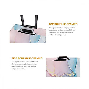 Wondertify Waves And Golden Swirls Travel Suitcase Protector Alcohol Ink Grey Elastic Washable Luggage Cover With Concealed Zipper Fits 29-32 Inch Gold Splash White Transparent