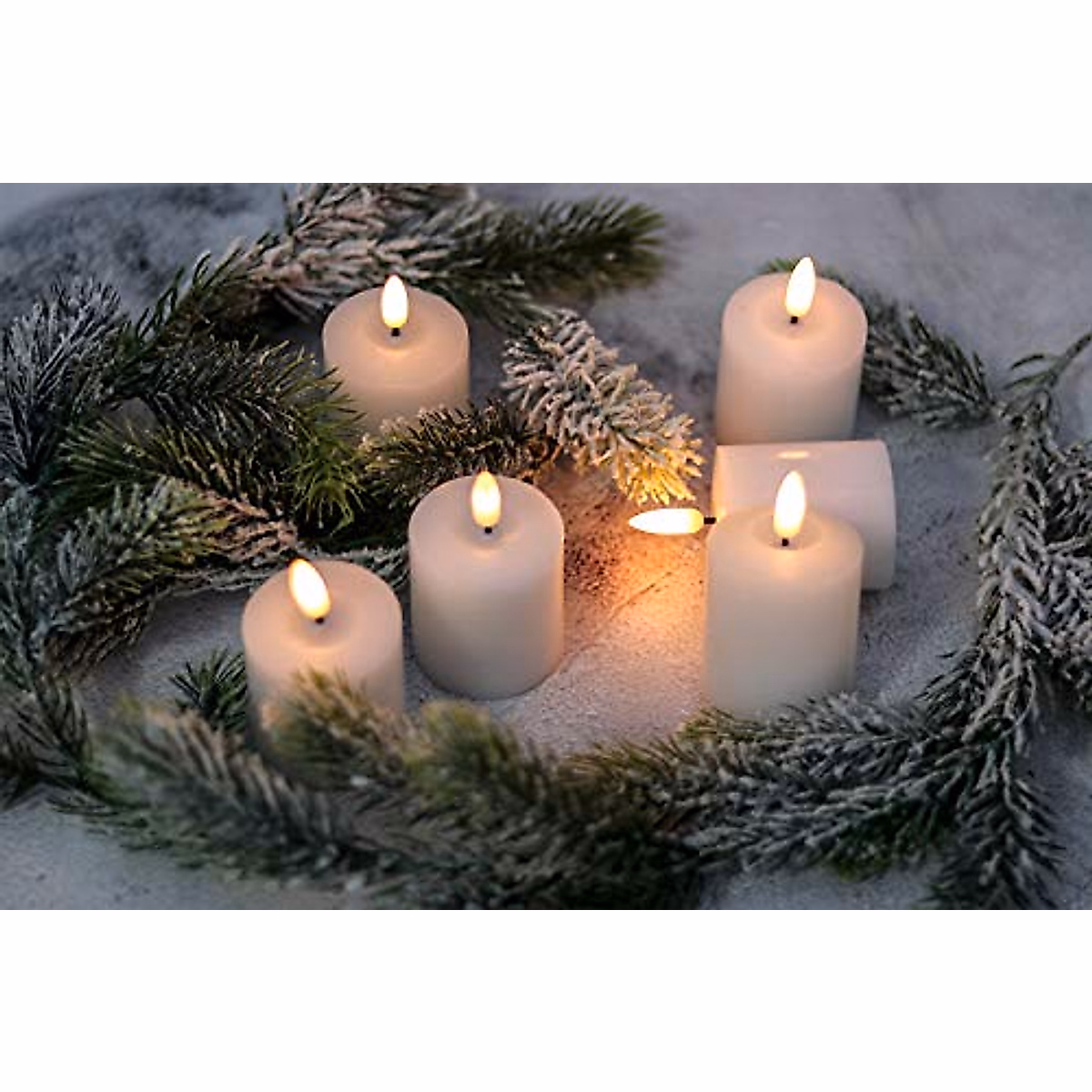 GenSwin Flameless Pillar Candles Flickering with Timer, Battery Operated Real Wax LED Votive 3D Wick Candles 6 Pack White(Battery Include, 2 x 3.2 Inch)