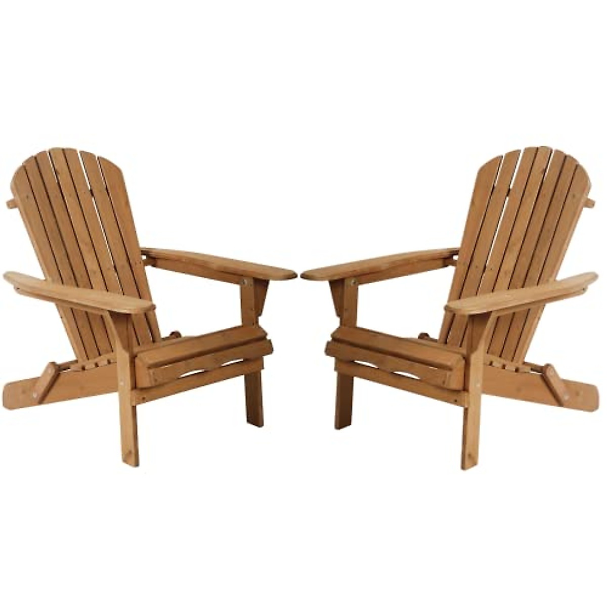 BSTOPHKL Outdoor Adirondack Chair,Set of 2 Folding Wooden Adirondack Lounger Chair,All-Weather Chair Fire Pit Chairs Seating Accent Furniture Wood Chairs for Patio Chair Lawn Chair - Natural