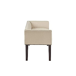 Madison Park Welburn Bedroom Solid Wood Polyester Fabric Seating Modern Style, 49.5"W x 19.25"D x 23"H, Cream
