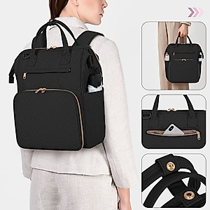 Fasrom Teacher Backpack for Work Women Teacher Supplies, Nurse Bag Backpack with Laptop Compartment for Nursing Student Essentials (Empty Bag Only), Black