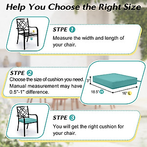 LOVTEX Outdoor Chair Cushions Set of 2, Outdoor Patio Chair Cushions with Ties,Waterproof Chair Cushions for Outdoor Furniture, 18.5 x 16 x 3 inch,Teal