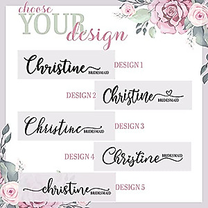 Bridesmaid Gifts Set of 5, Personalized Bridesmaid Tumbler W/ Name and Title, - 8 Vivid Colors, 5 Designs - 20 Oz Engraved Skinny Tumbler W/ Straw Set, Bridal Shower Gift, Bridesmaid Proposal Gifts