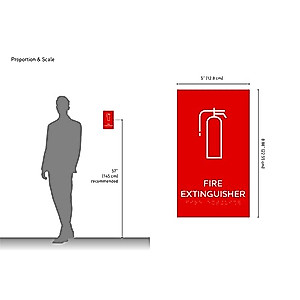 Kubik Letters Fire Extinguisher Sign, ADA Compliant Modern Design Sign with Grade 2 Braille for Fire Extinguisher Location with 3M Double Sided Tape