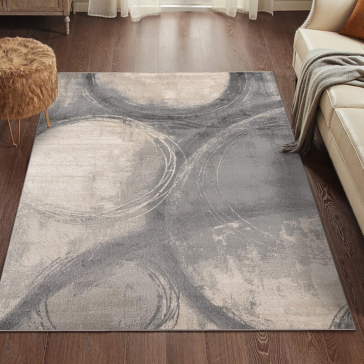 LUXE WEAVERS Howell Collection Abstract Circles Gray Area Rug, Anti Shedding Modern Geometric Contemporary Rug,8' x 10'
