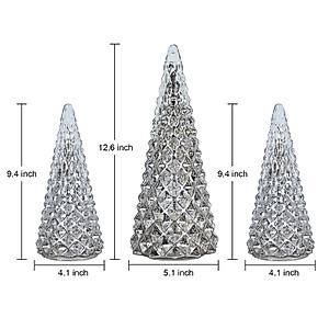 Christmas Decorations Indoor, YEAHOME Set of 3 Pre-lit Gold Glass Christmas Tree for Home Decor, Christmas Table Decorations Lighted Xmas Tree with Timer for Living Room Mantel Tabletop Party