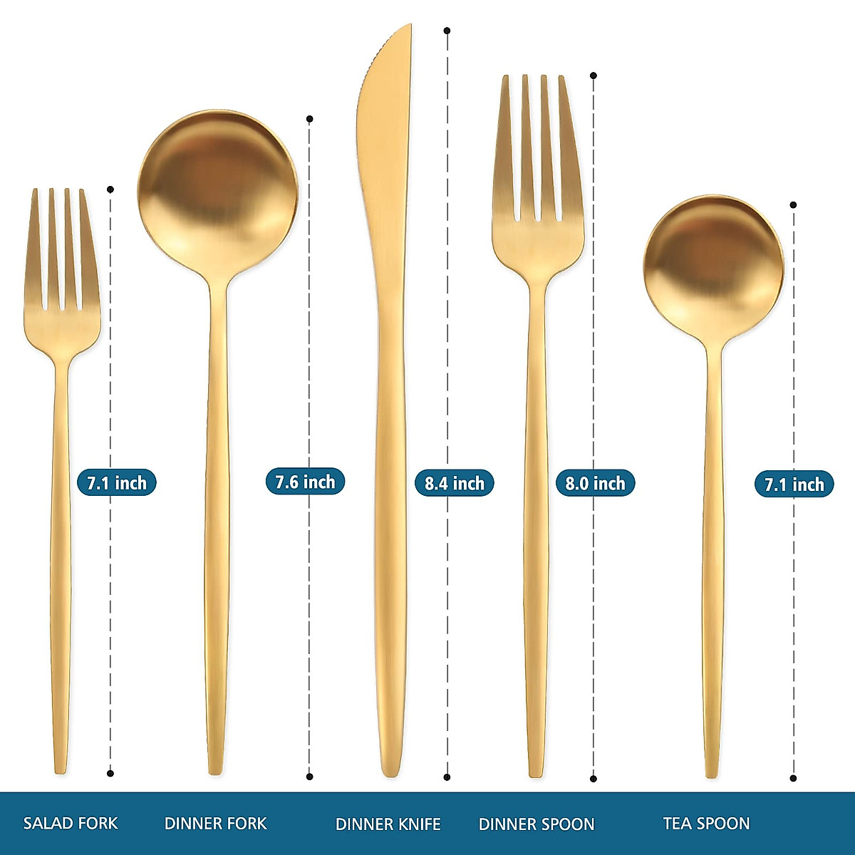 OPOLIA 30-Piece Matte Gold Silverware Set for 6, Stainless Steel Flatware Cutlery Set, For Home Kitchen Restaurant Hotel, Dishwasher Safe