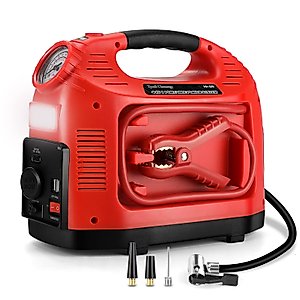4-in-1 Car Jump Starter with Air Compressor 260 PSI Tire Inflator, 900A Peak Auto Battery Booster Jump Box(Up to 6.0L Gas or 3.0L Diesel Engine), Portable Power Station DC/USB Outlets