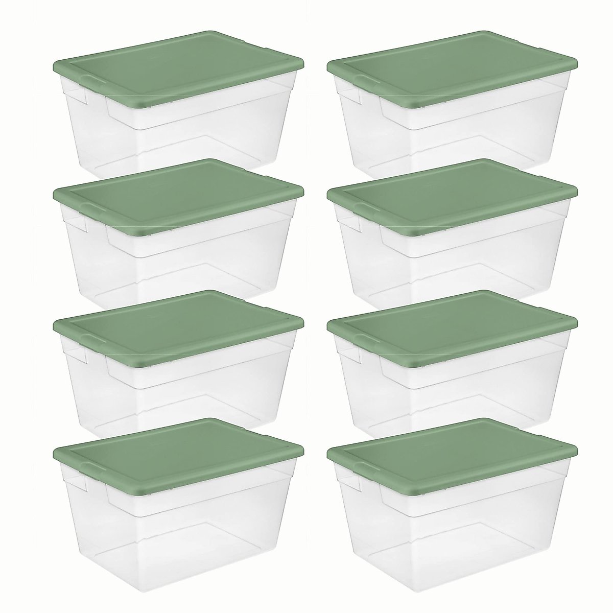Sterilite Stackable 56 Quart Storage Tote Organizing Home and Office Containers with Secure Latching Lid and Built In Handles, (8 Pack)