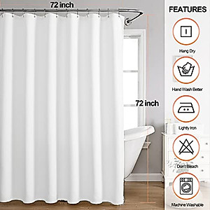 MISS SELECTEX Fabric Matt Waffle Weave Shower Curtains for Bathroom,Luxury Hotel, Waterproof 230 GSM Heavy Duty Classic Durable Fabric Bathroom Curtain Machine Washable(72Wx72H, White)