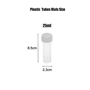 12PCS 25ml Plastic Sample Bottles Tubes Vials Mini Clear Storage Container Case with Screw Cap Small Test Tubes