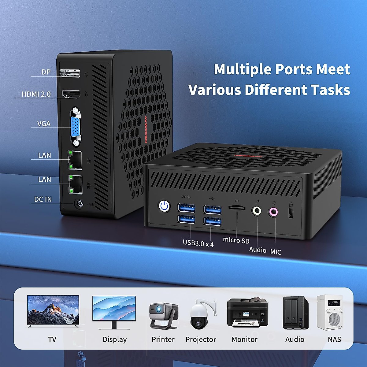 Fanless N100 Mini PC Firewall Micro Appliance,Intel 12th Alder Lake-N100 Dual Gigabit Ethernet Desktop Mini Computer 16GB DDR4 RAM 512GB NVME SSD,Home Office Business PC 4K Triple Display DP/HD/VGA