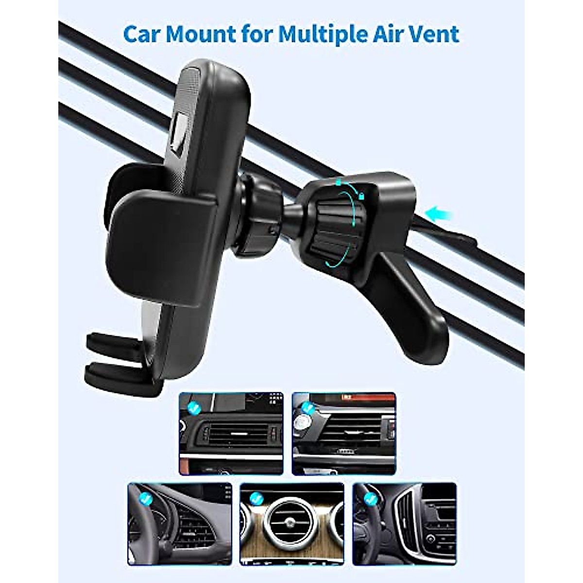 Corefyco Direct Car Phone Mount, Dashboard / Air Vent / Windshield Universal Car Phone Holder, Compatible with iPhone, Samsung, Moto, Huawei, Nokia, LG All Mobile Phones