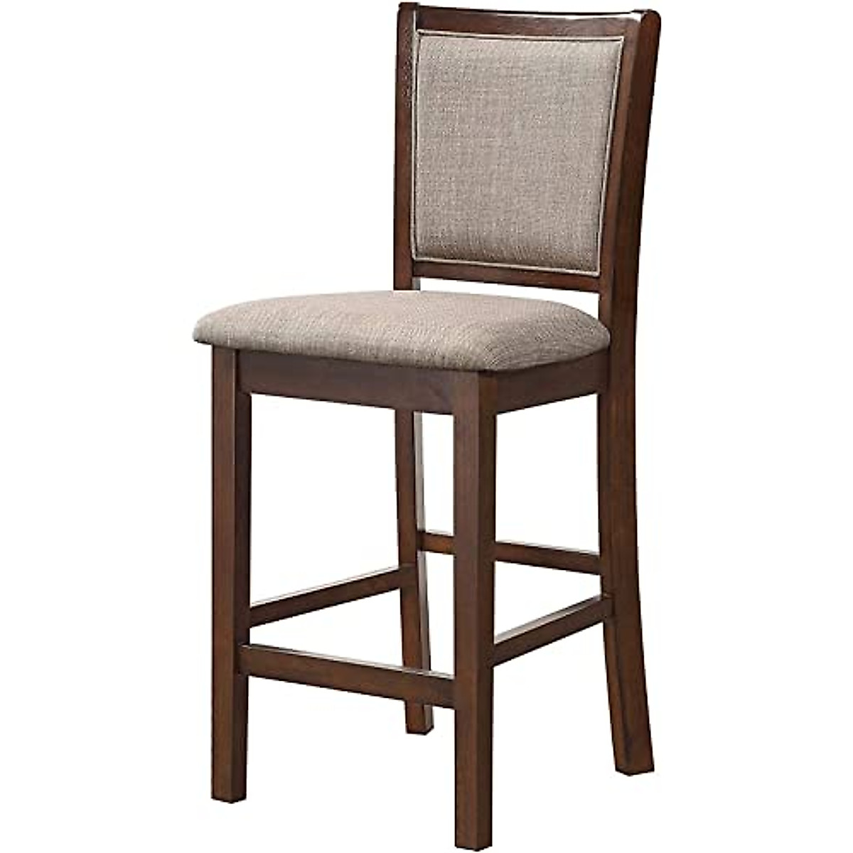 New Classic Furniture Amy Kitchen Counter Island Dining Table for 4 with Storage Shelf & USB Chargers, Traditional Brown Cherry