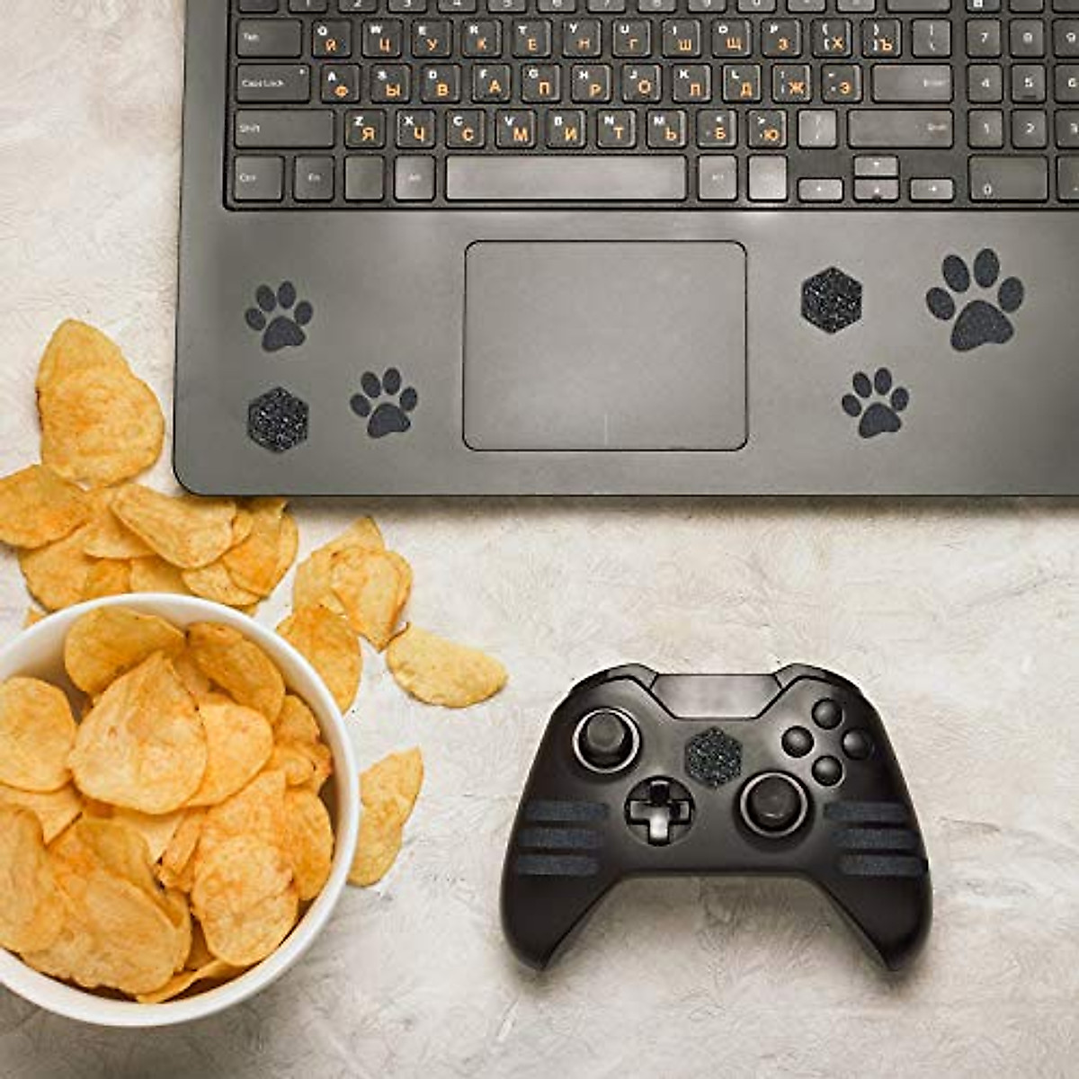 Zonon 4 Pieces Cell Phone Grip Decal Tape Stickers Anti-Slip Phone Case Hexagon Decal Sticker for Phone Mouse Laptop Tablet Gaming Case Crafting, Black