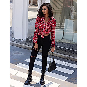 Ekouaer Pajama Set for Women Soft Button Down Top Sleep Sets Soft Cotton Sleepwear Christmas for Mom and Me Small,Christmas Pattern