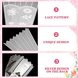 150 Pieces Flower Bouquet Bag Plastic Wrapping Bags Clear Floral Bouquet Sleeve with Strip and Lace Decor Disposable Cellophane Sleeves Transparent Flower Bouquet Packaging Bags for Wedding, Birthday