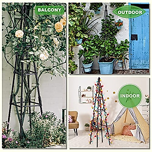 AlisisFores 4 Ft Tower Obelisk Trellis for Potted Climbing Plants, Garden Trellis Rustproof Plastic Coated Metal Plant Support for Vegetables, Vines and Rose Bushes