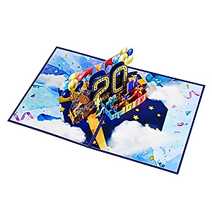 GREETING ART 20th Birthday Pop Up Card, Happy 20th Birthday Card with Note and Envelope,Celebrating 20th Anniversary Greeting Card for Brother, Sister, Son, Daughter