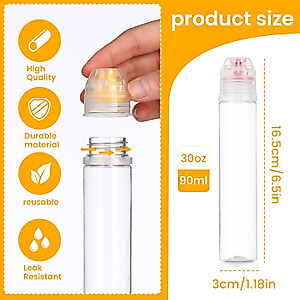 RAYNAG 8 Pack Honey Bottles Reusable Plastic Squeeze Bottle with Flip Lids Condiment Dispenser For Ketchup Salad Sauce Honey Tomato Mustard Dressing Cooking Oils for Bento BBQ Camping Travel, 3Oz