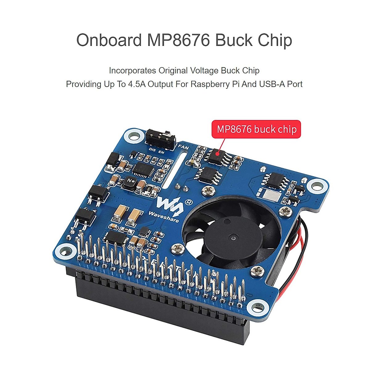 waveshare Power Over Ethernet (PoE) HAT for Raspberry Pi 4B/3B+, 802.3af/at PoE Network Standard, 5V USB-A&12V Header Outputs, PoE HAT Onboard Cooling Fan and MP8676 Buck Chip, Isolated