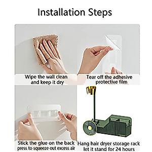 Jasni Wall Mounted Multi-Functional Holder Lazy Hair Dryer Bracket Punch Free Home Hands-Free Toilet Storage Wall Rack Hair Dryer Bracket Bathroom Toilet Blower Cable Organizer (Green)