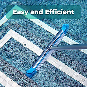 Greenco Pool Brush Head Heavy Duty Aluminum Extra Wide 20" Pool Floor & Wall Cleaning Brush w/Curved Ends for Better Corner Cleaning & Protects Accidental Tears in Pool Liner, EZ Clip Pole Attachment