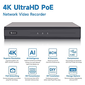 Anpviz 8 Channel IP PoE Security Camera System with Human Vehicle Detection, 8CH 4K NVR with 2TB HDD, 8pcs IK10 Vandalproof 6MP Dome PoE Cameras with Audio, IR Night Vision, NDAA Compliant (U Series)