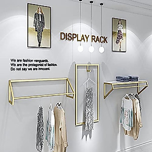 WFDERAN Modern Simple Clothing Store Heavy Duty Metal Display Stand,Wall-Mounted Garment Rack,Clothes Rod,Bathroom Rectangle Hanging Clothes Towel