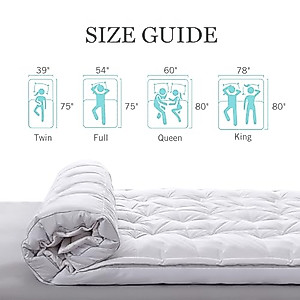 Martha Stewart Mattress Topper Twin Size - 3 Inch Feather Bed 100% Cotton Cover Fabric- All Seasons Fluffy White Mattress Pad Feather Topper Relieve Back Pain for Bedroom