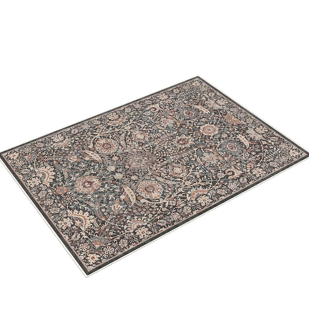 Well Woven Asha Collection Elegant Charcoal Grey Oriental 6x9 Rug Perfect for Living Room Dining Room or Bedroom Ideal for High-Traffic Areas with Vintage-Inspired Low Pile