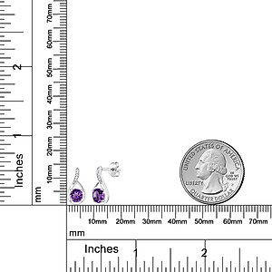 Gem Stone King 925 Silver Purple Amethyst and White Diamond Infinity Earrings For Women (0.97 Cttw, Gemstone February Birthstone, Round 5MM)
