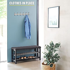 SAYONEYES Coat Rack Wall Mount with 6 Coat Hooks for Hanging - 17 Inch Heavy Duty SUS304 Stainless Steel Brushed Finish Waterproof – Wall Hook Rack for Bathroom Kitchen Entryway (Silver)