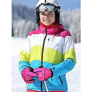 2 Pairs Kids Mittens Children Winter Snow Waterproof Thick Warm Windproof Gloves for Girls Boys (Purple and Pink Stripe Style,3-6 Years)