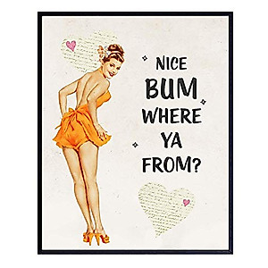 Cute Retro Bathroom Wall Decor Pinup Print - Funny 1950s Vintage 8x10 Wall Art Poster for Bath, Powder Room - Great Unique Humorous Gift for Women - UNFRAMED Picture Decoration - Peach