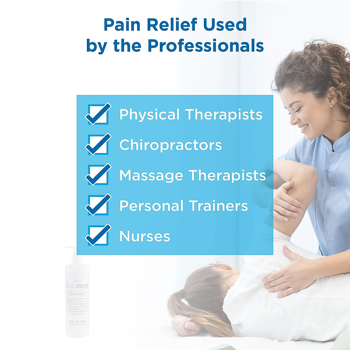 Sub Zero Cooling Pain Relief Gel, 16oz Bottle with Pump - Joint Relief and Nerve Pain Relief Cream for Muscle Deep Pain Relief and Arthritis Relief