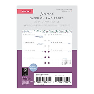 Filofax Pocket Garden week to view 2024 diary