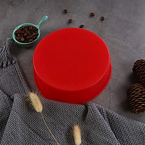 DaKuan Set of 6, Silicone Cake Mold Baking Pans, 4 inch Cake Pans for Baking, Muffin, Cupcake, Layer Cake, Cheese Cake, Chocolate and Rainbow Cake - Red