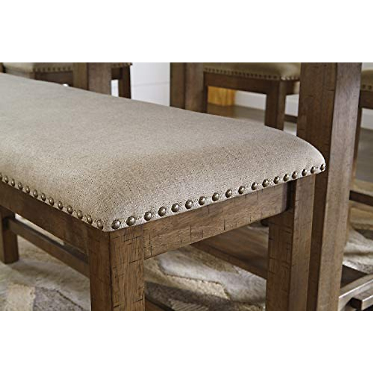 Signature Design by Ashley Morriville Counter Height Upholstered Dining Room Bench, Brown