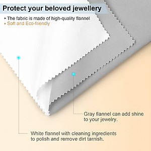 2 PCS Jewelry Cleaning and Polishing Cloth, 100% Pure Cotton Silver Polishing Cloth for Sterling Silver & Gold & Platinum Jewelry and Large Silverware, Reusable Soft Jewelry Cleaning Cloth