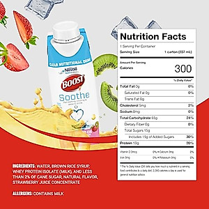 BOOST Soothe Clear Nutritional Drink – Cooling sensation - 300 Calories - 10 g Protein from Whey Protein Isolate - Hint of Strawberry Kiwi Flavor - 8 fl oz (Pack of 24)