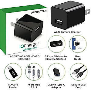 Spy Camera Wireless Hidden WiFi Camera with Remote View - HD 1080P - Spy Camera Charger - Spy Camera Wireless - USB Hidden Camera - Nanny Camera - Premium Security Camera - Hidden Cam - iOS Android