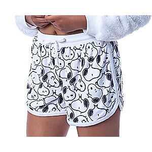 INTIMO Peanuts Womens' Snoopy and Woodstock Sweater and Shorts Sleep Pajama Set (M) White